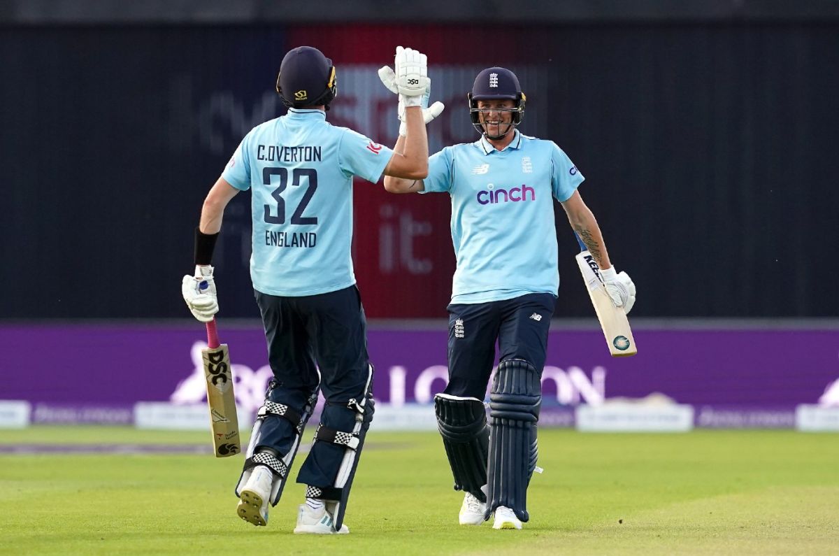 Ben Stokes and his team pose with the series trophy after their 3-0 ...