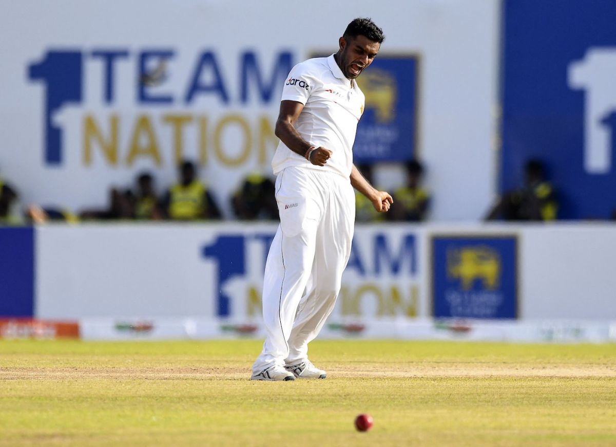 Lasith Embuldeniya is thrilled after breaking the opening stand ...