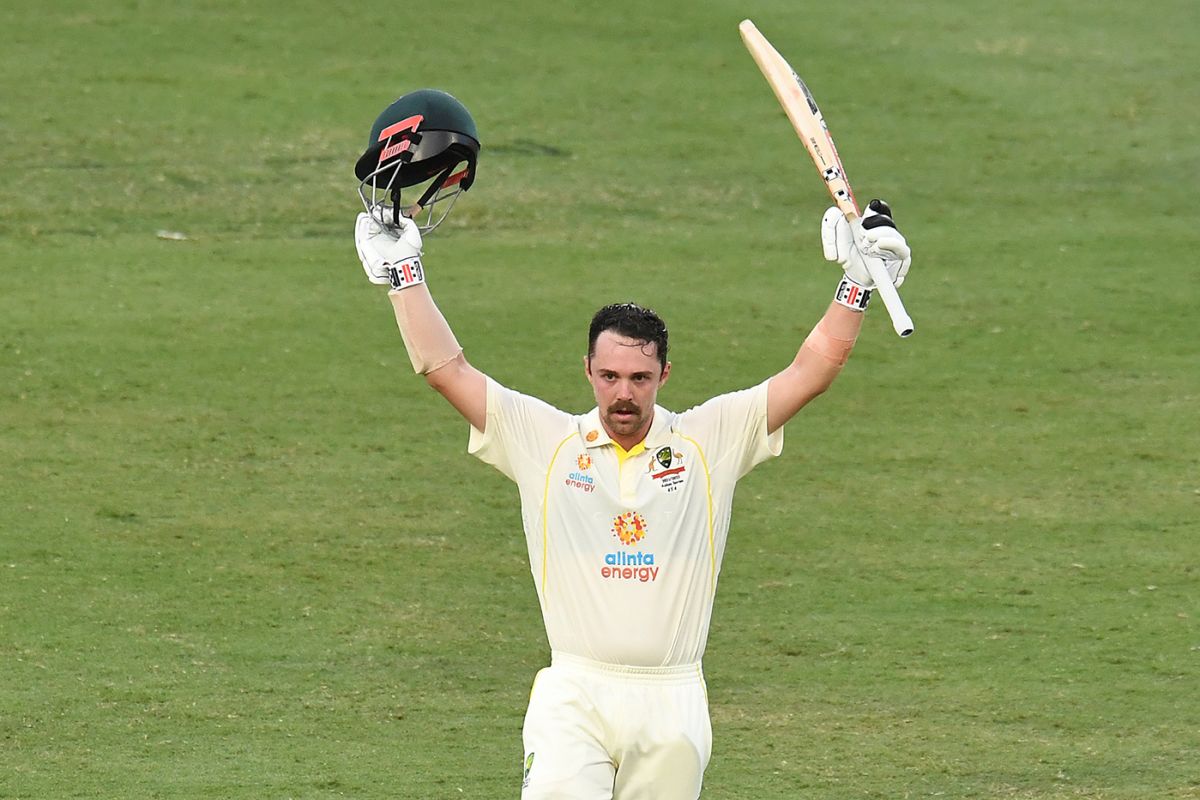 Travis Head celebrates reaching his century | ESPNcricinfo.com