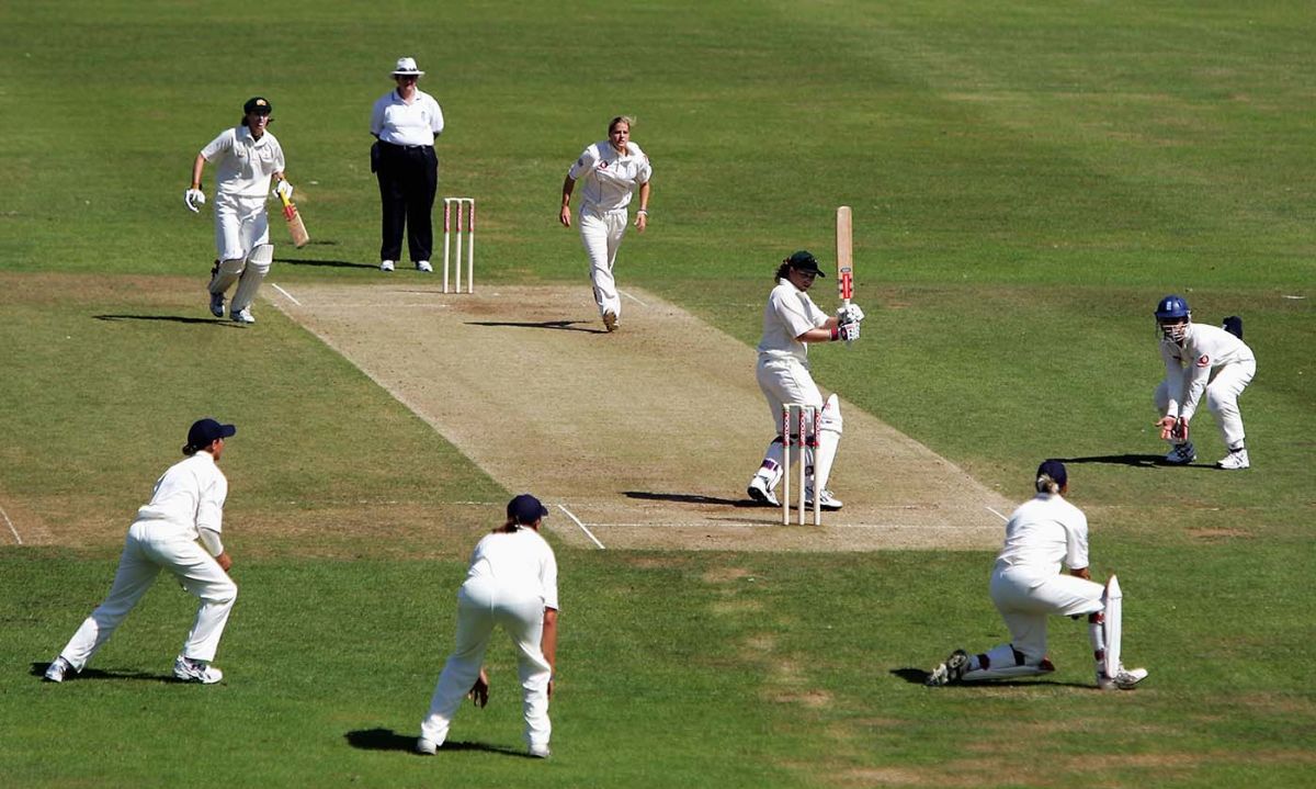 Lisa Keightley is stumped by keeper Jane Smit off the bowling of Clare ...
