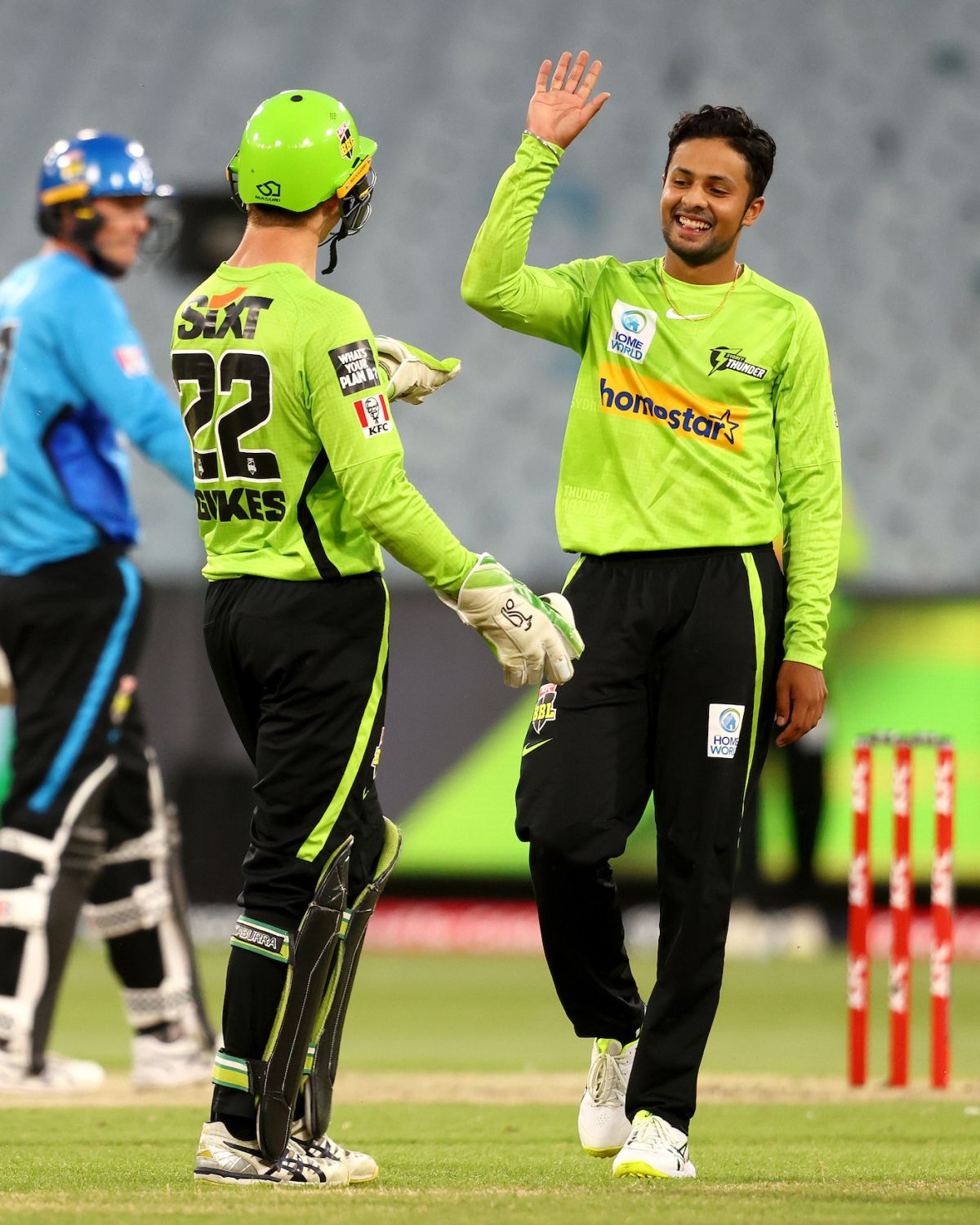 Jason Sangha smashes one down the ground during his 43-ball 61 ...