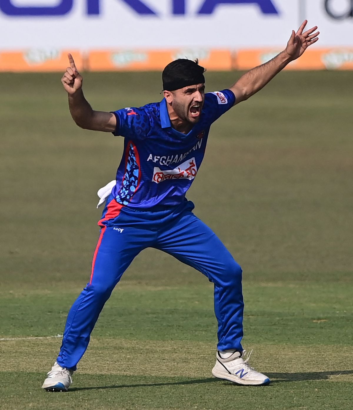 Fazalhaq Farooqi appeals for the wicket of Mushfiqur Rahim ...