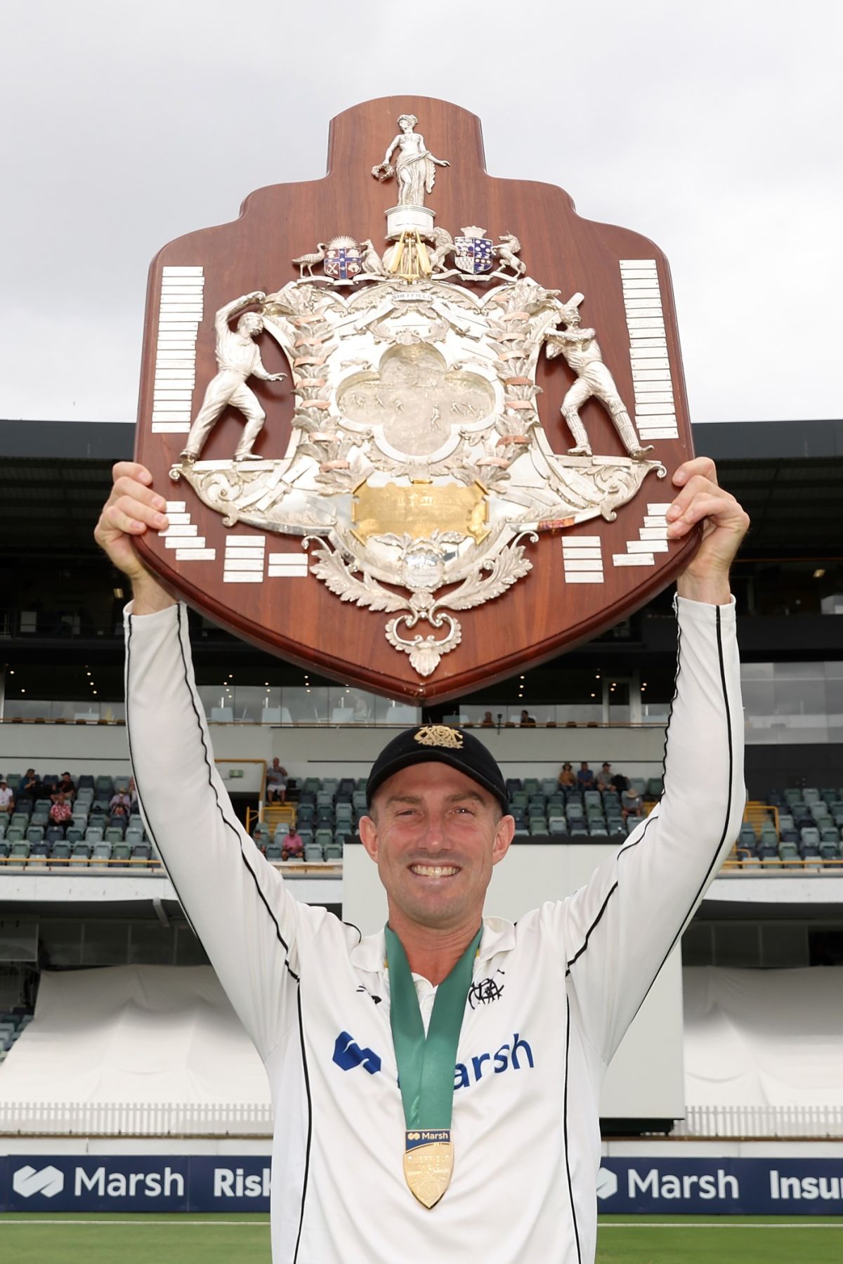 Shaun Marsh poses with the Sheffield Shield | ESPNcricinfo.com