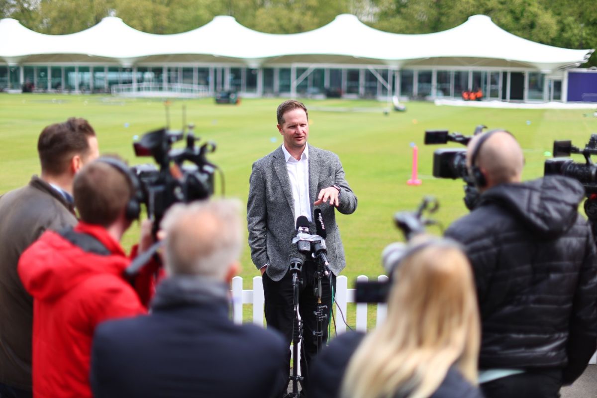 Rob Key addresses the media as the ECB's new Managing Director of ...