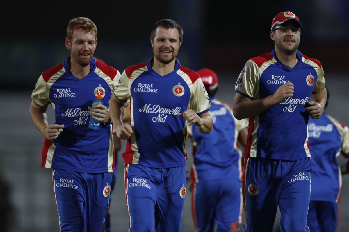 Andrew McDonald, Dirk Nannes and Daniel Vettori at a Royal Challengers ...