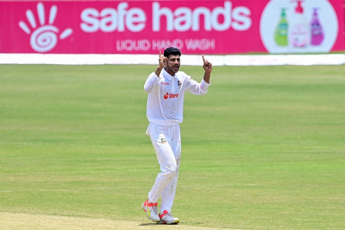 Nayeem Hasan celebrates after getting rid of Dinesh Chandimal for 66 ...
