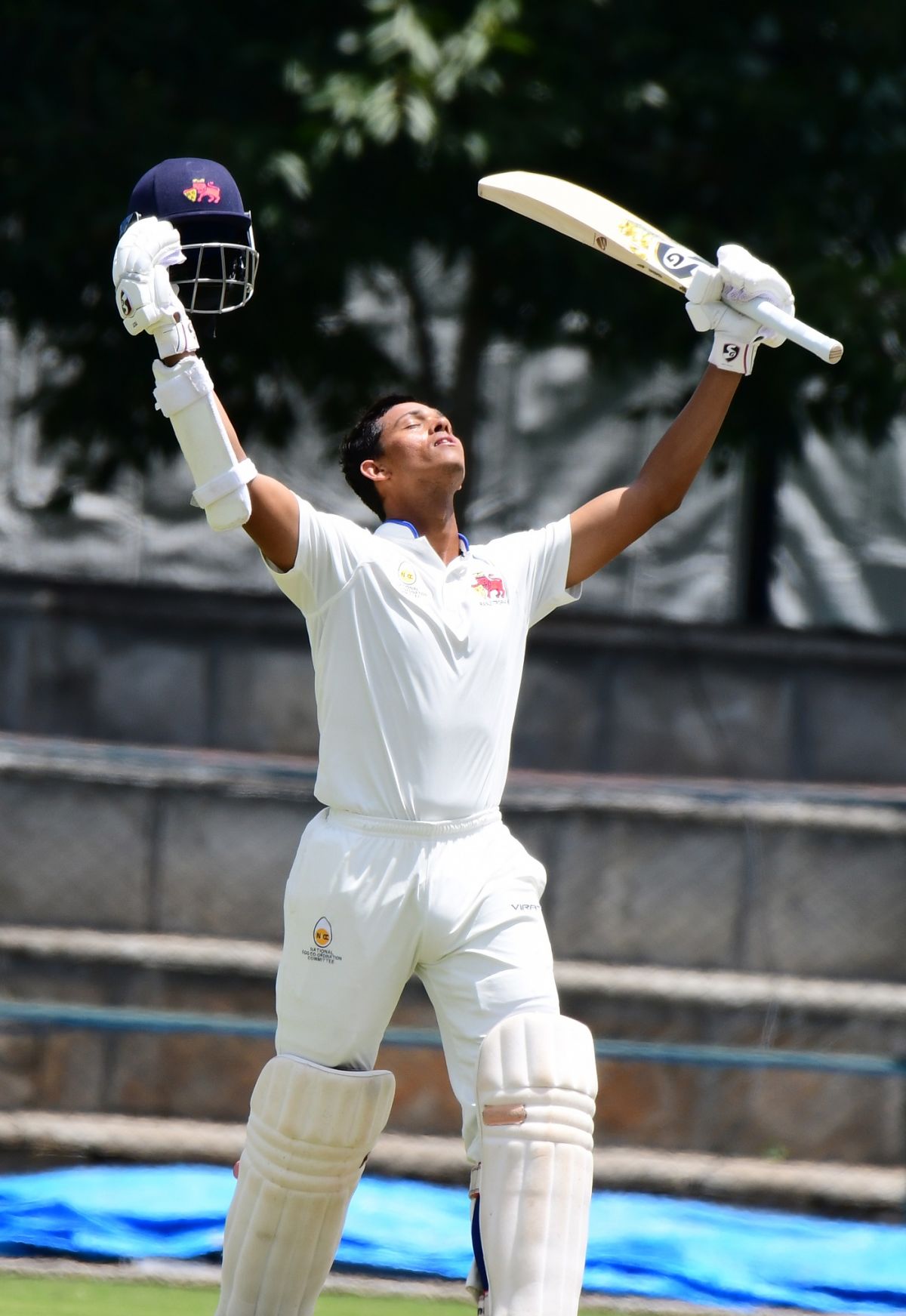 Armaan Jaffer plays one square of the wicket during his 127 ...