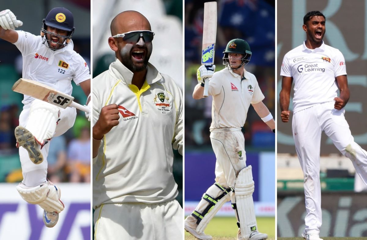 Dinesh Chandimal, Nathan Lyon, Steven Smith and Lasith Embuldeniya ...