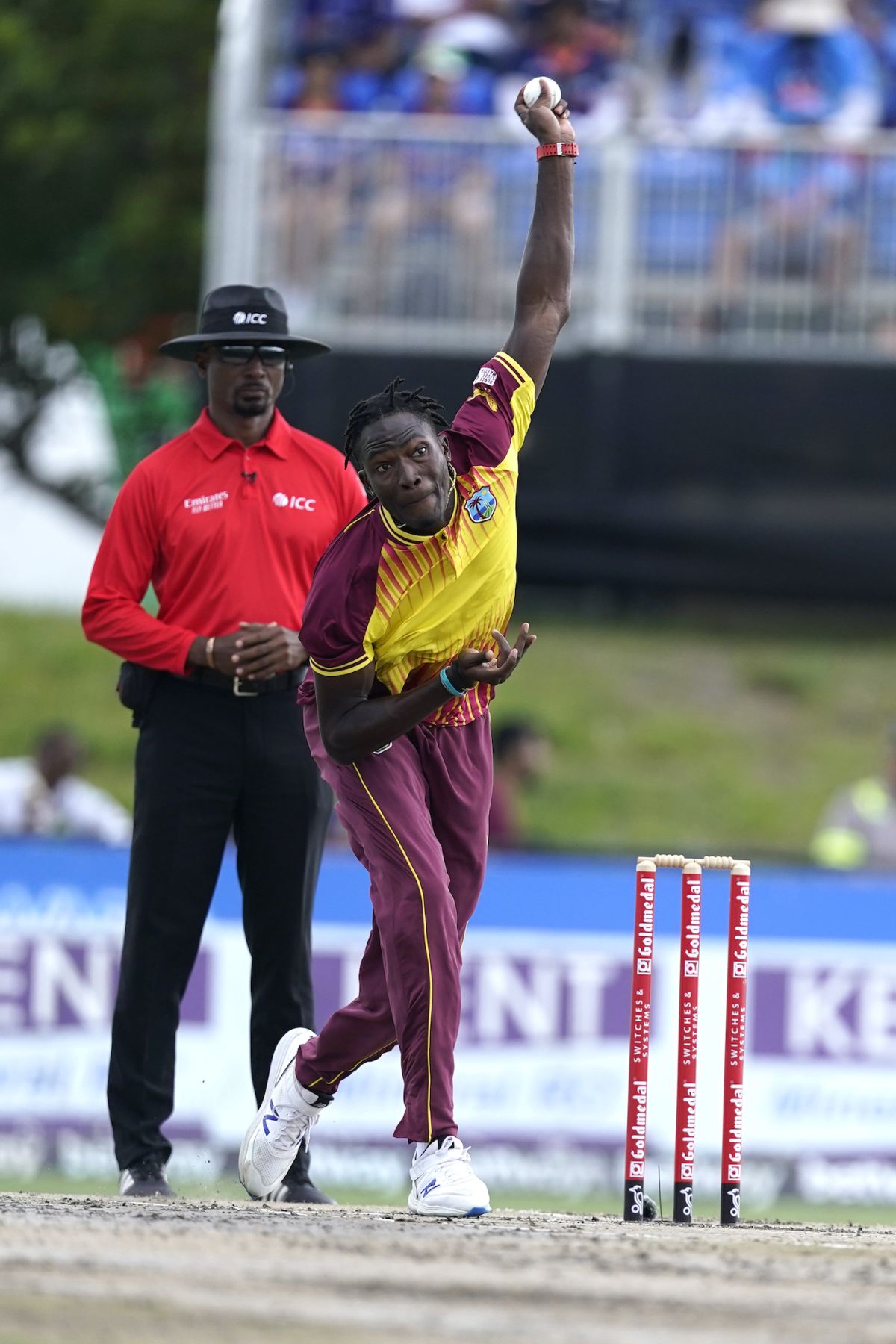 Dominic Drakes cut Ishan Kishan's innings short in the powerplay ...