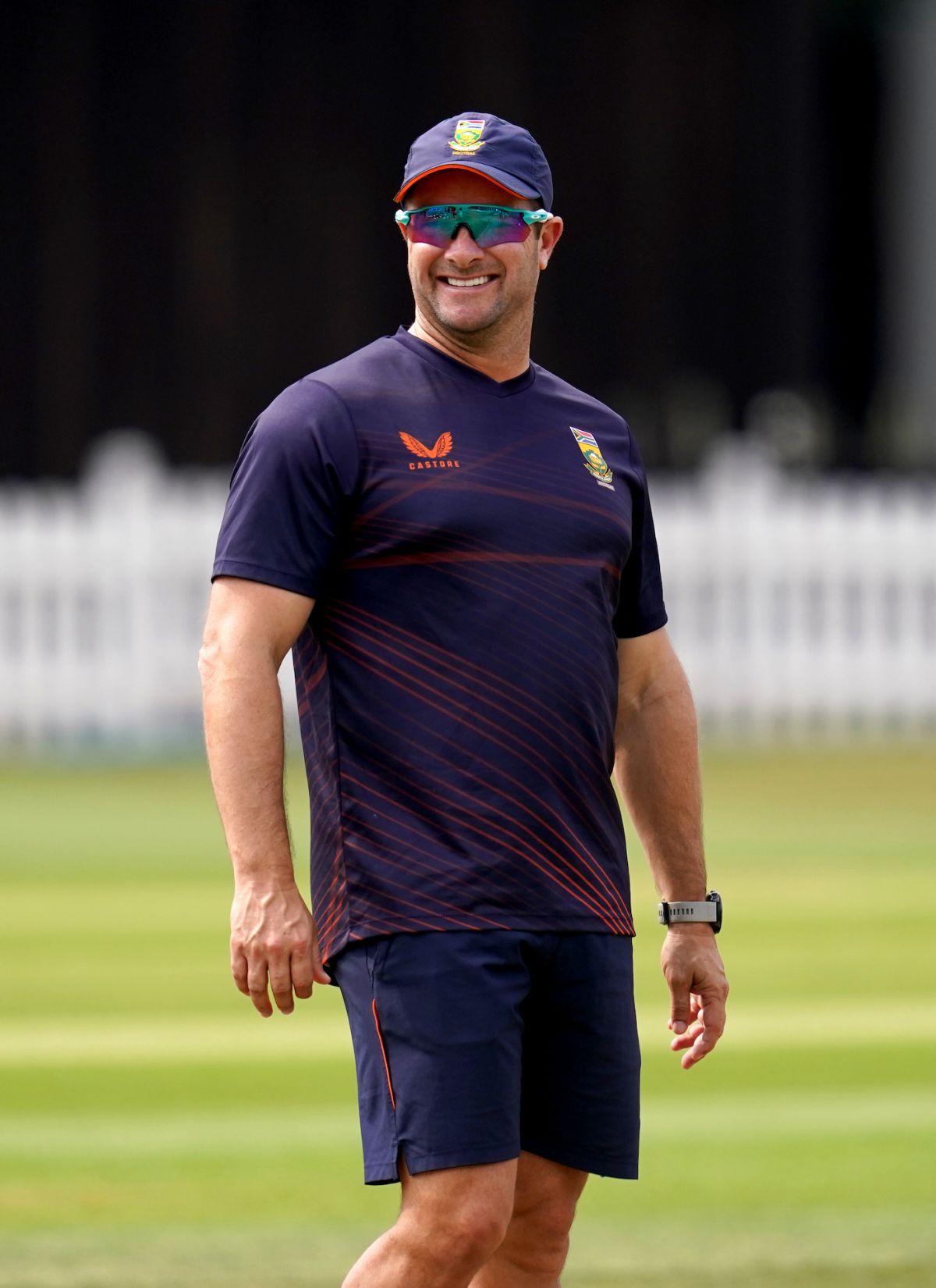 Dean Elgar and Ryan Rickelton talk during a nets session at Lord's ...