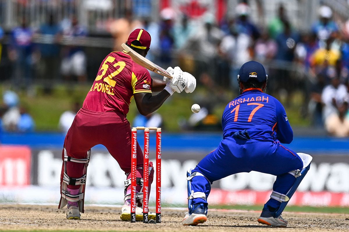 Rovman Powell sets up to hit the ball | ESPNcricinfo.com