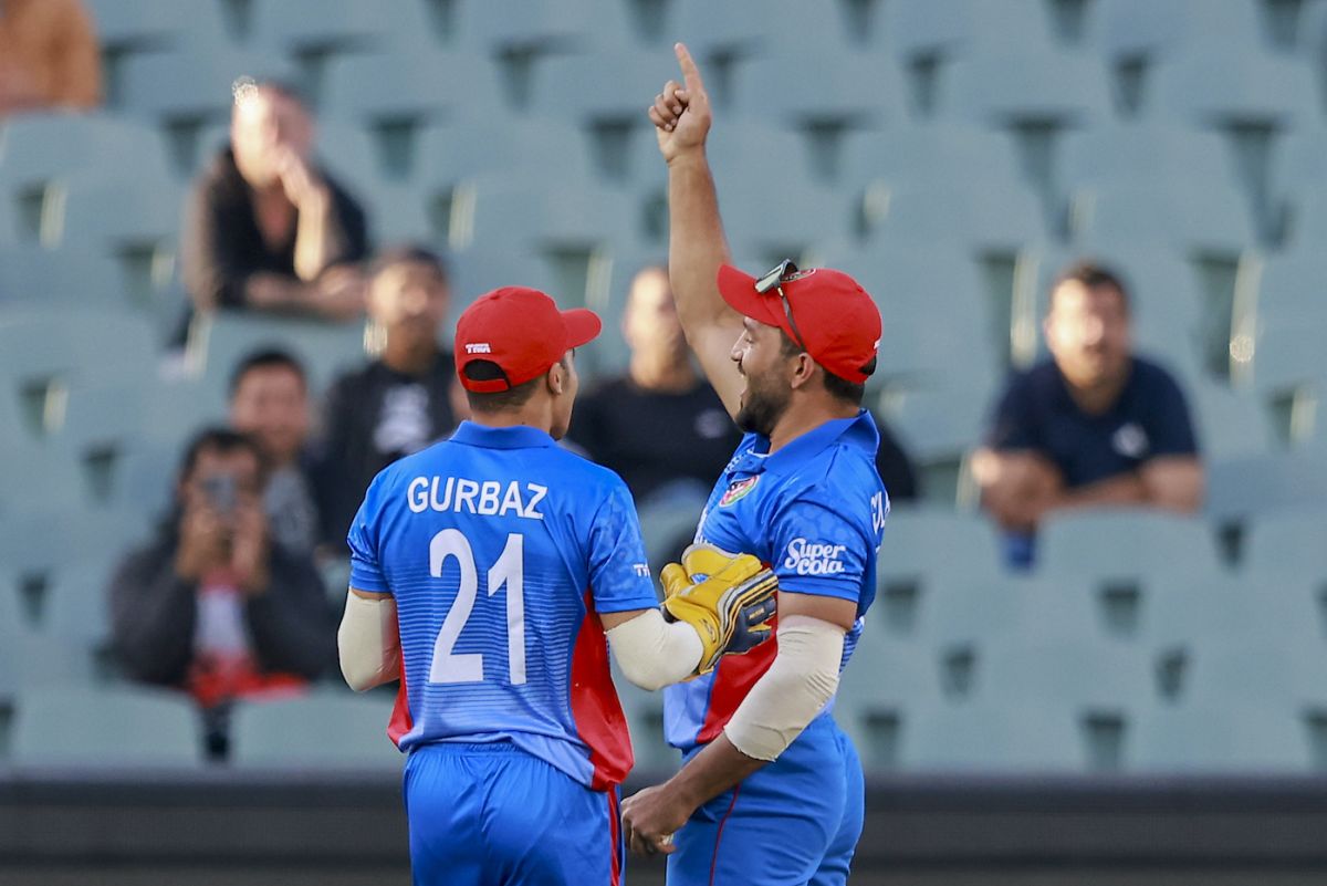 Gulbadin Naib celebrates after taking the catch to dismiss Cameron ...