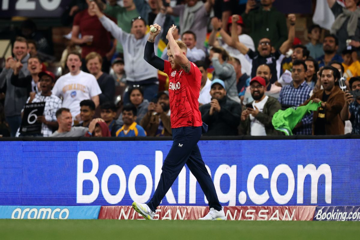 Ben Stokes celebrates after taking a boundary catch | ESPNcricinfo.com
