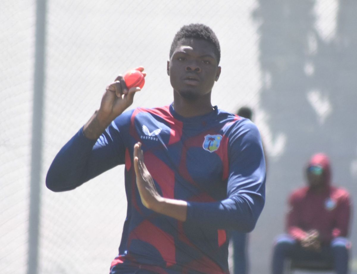 Alzarri Joseph prepares with the pink ball | ESPNcricinfo.com