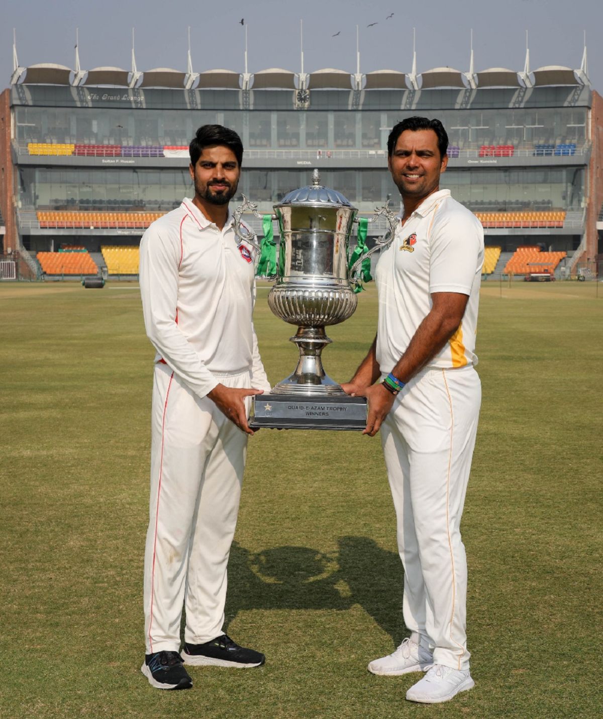 Northern captain Umar Amin and Sindh captain Nauman Ali pose with the ...