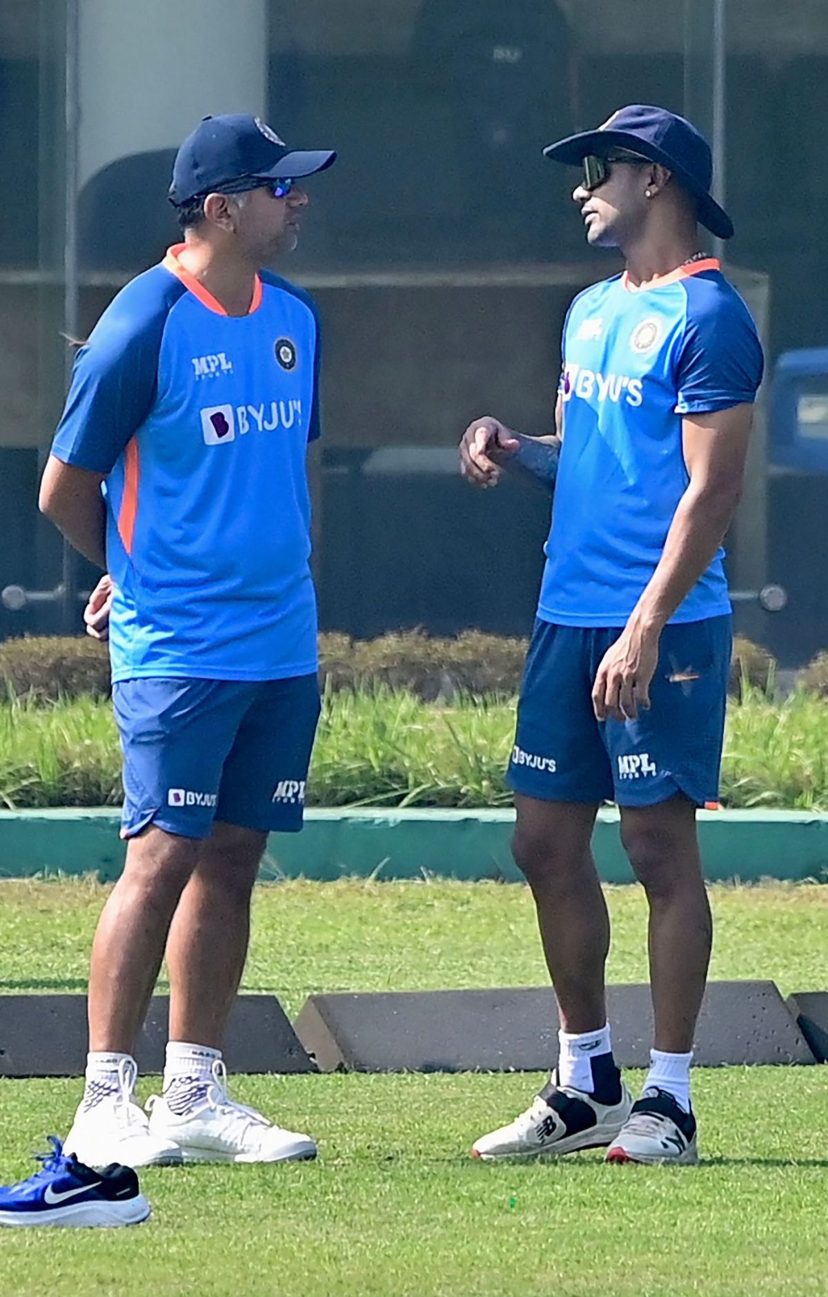 [L to R] Anamul Haque, Mahmudullah and Nasum Ahmed walk out for a nets ...