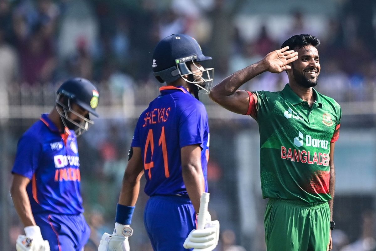 Ebadot Hossain celebrates with his signature salute after dismissing ...