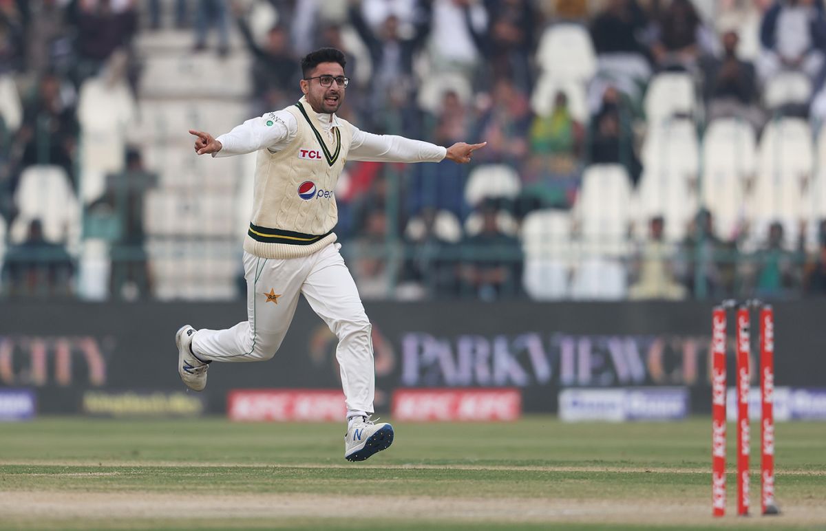 Abrar Ahmed celebrates after running Zak Crawley out | ESPNcricinfo.com