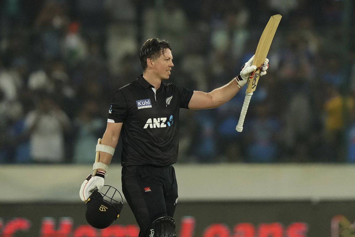 Michael Bracewell celebrates after bringing up a 57-ball century ...