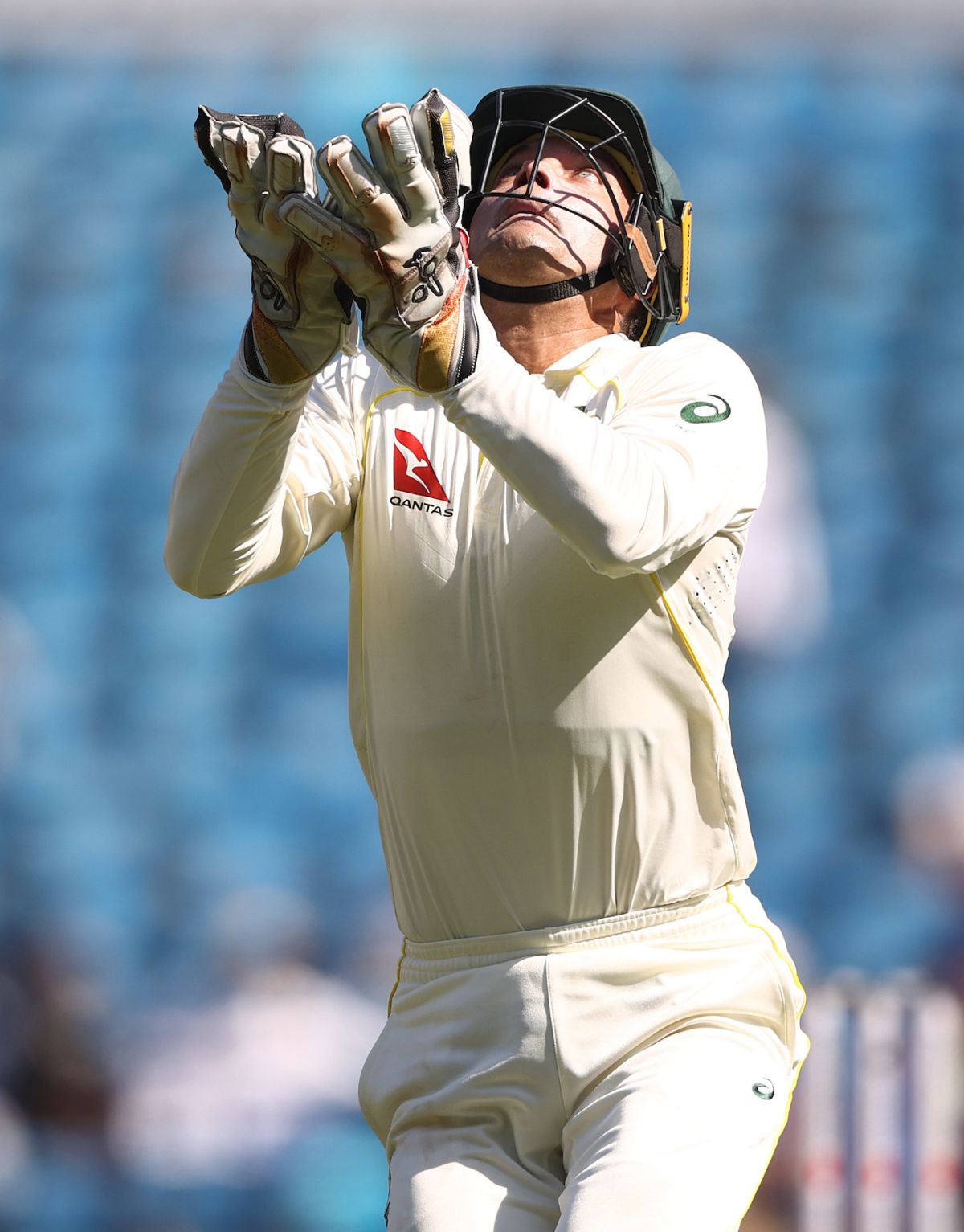 Alex Carey, who had a good time behind the stumps, gets under Mohammed ...