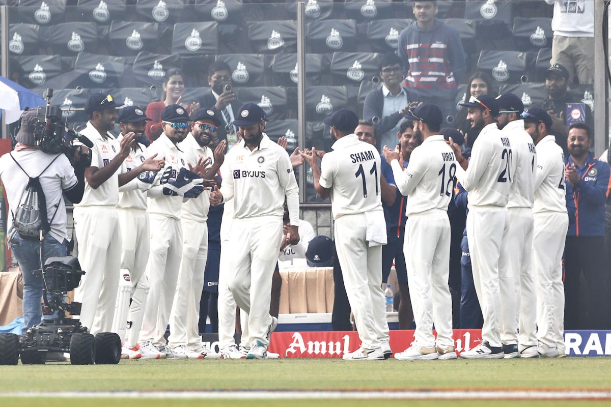 Cheteshwar Pujara leads the team out in his 100th Test | ESPNcricinfo.com