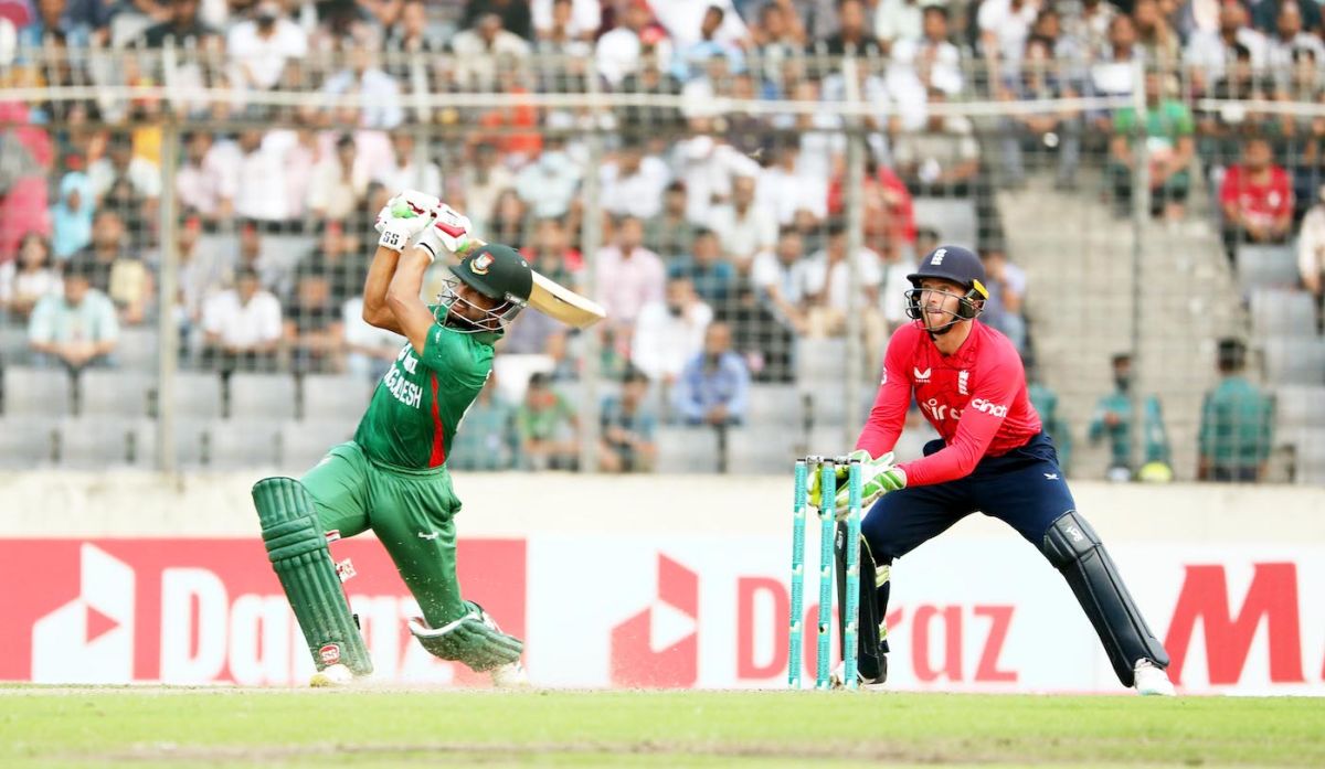 Nazmul Hossain Shanto goes down the ground | ESPNcricinfo.com