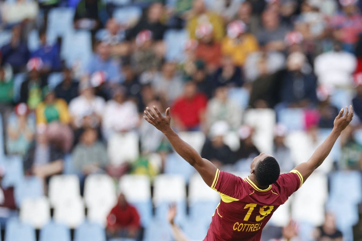 Sheldon Cottrell performs his trademark celebration | ESPNcricinfo.com