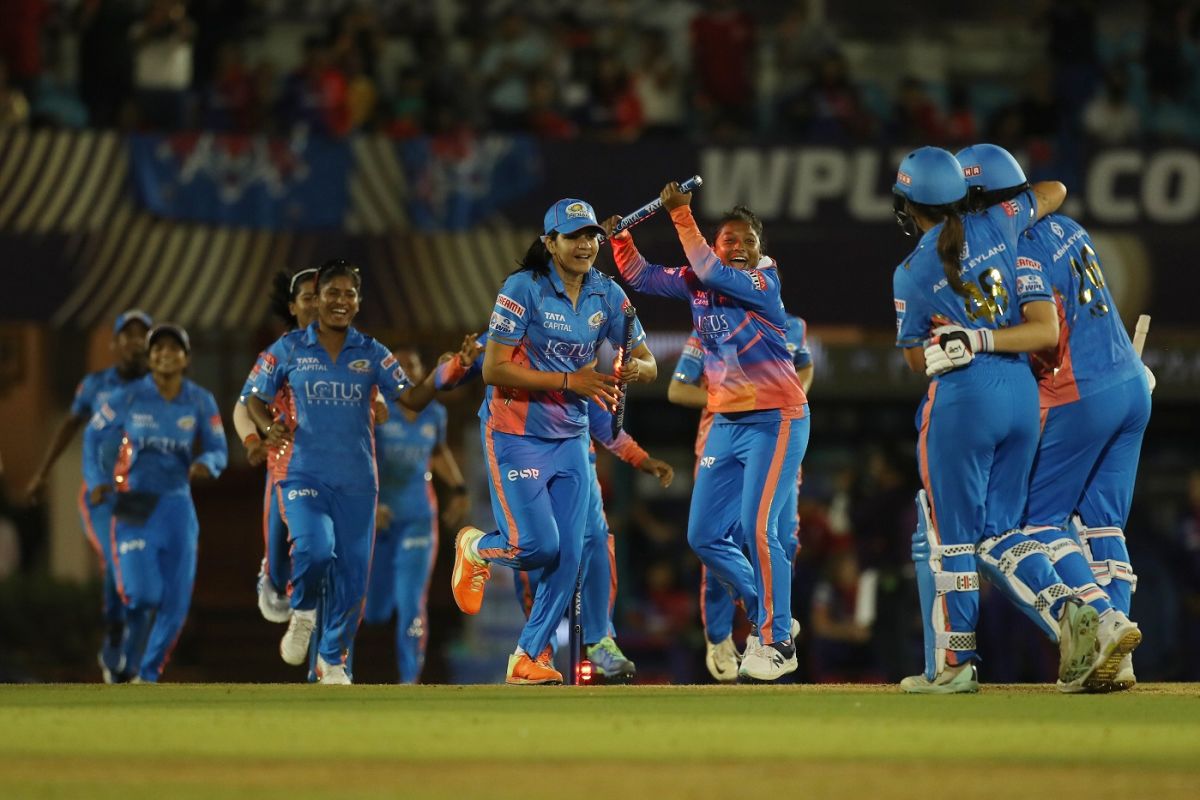 The Mumbai Indians players celebrate the win | ESPNcricinfo.com