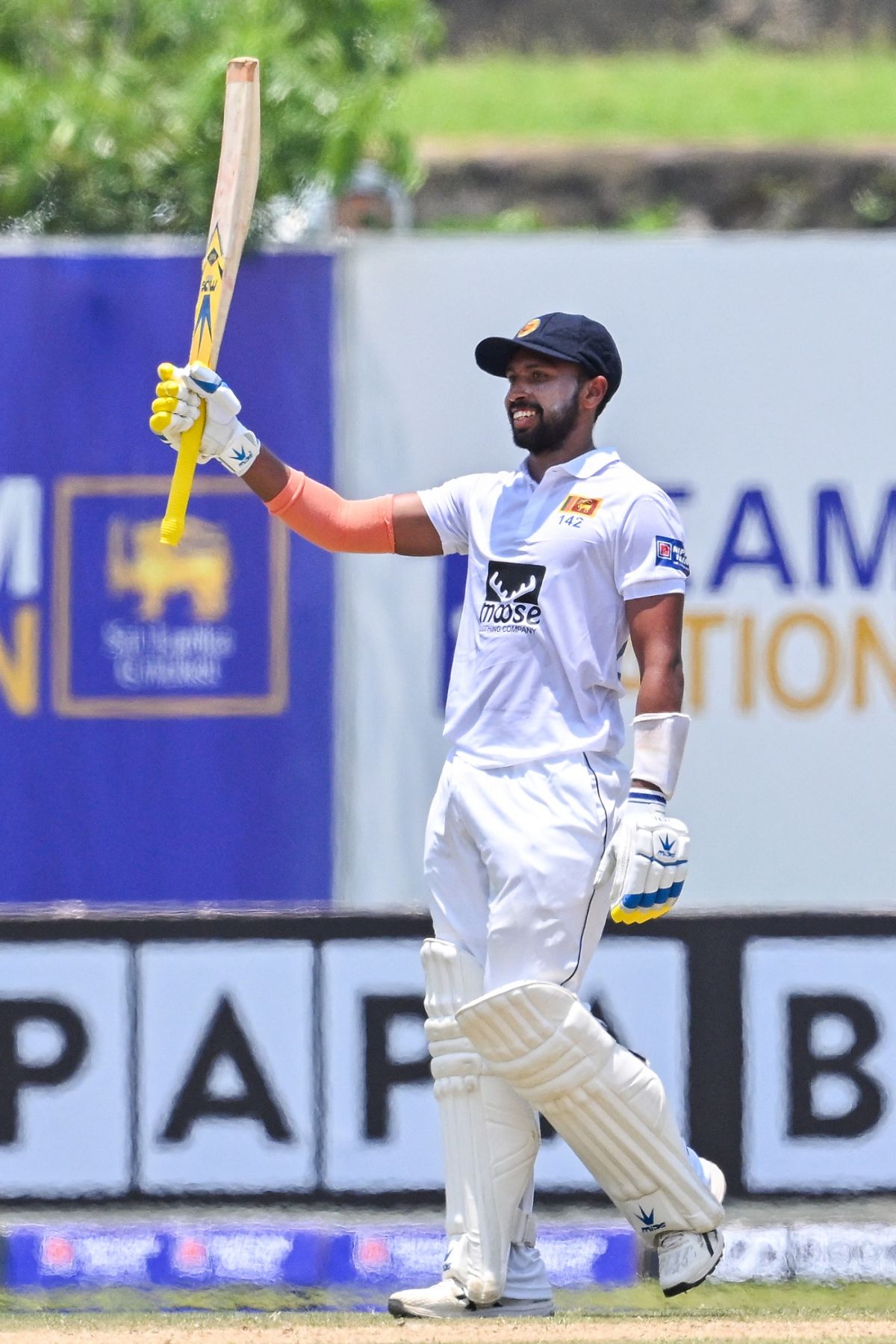 Sadeera Samarawickrama is all smiles after scoring a maiden Test half ...