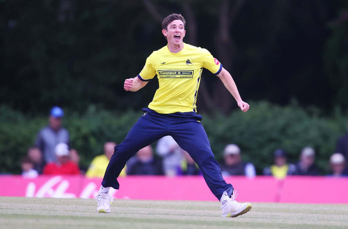 Akeem Jordan wheels away after dismissing Muhammad Waseem ...