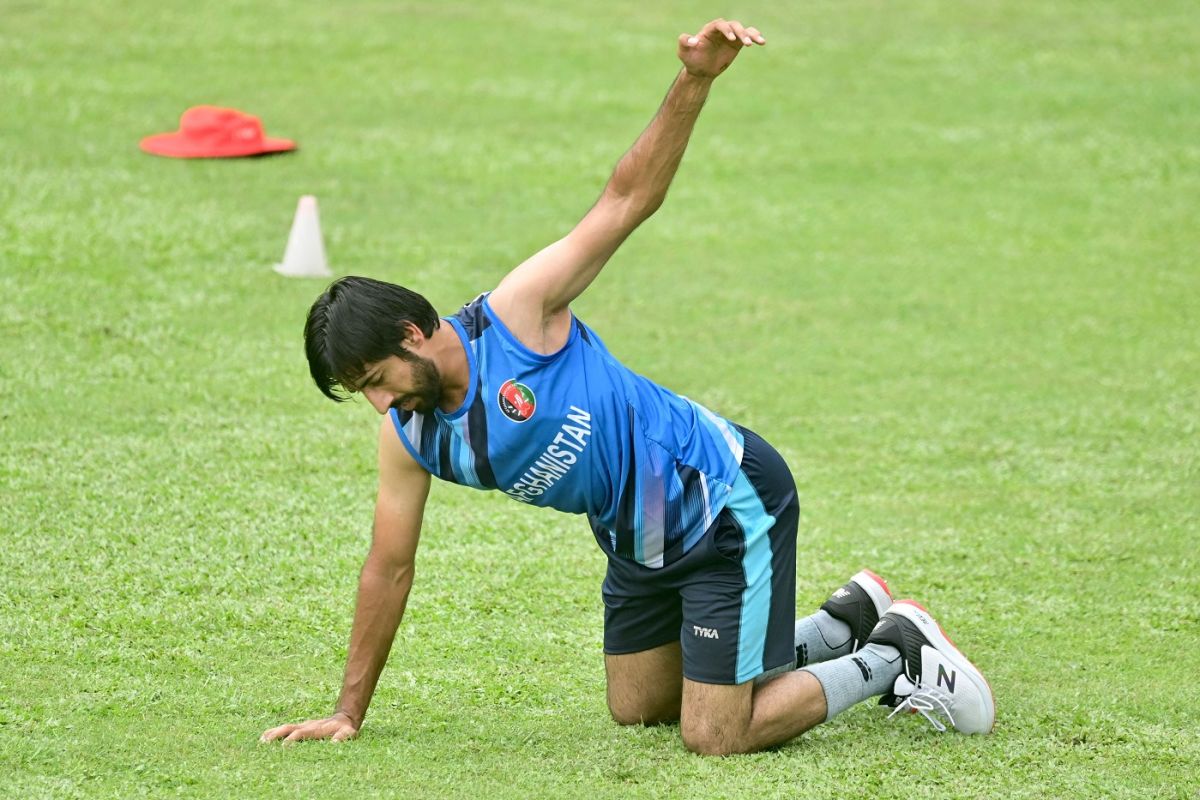 Karim Janat trains ahead of the one-off Test against Bangladesh ...