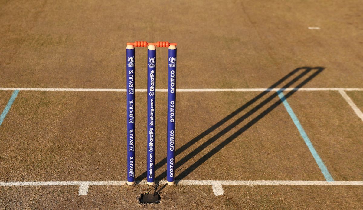 A detailed view of the stumps at the ICC Cricket World Cup Qualifier ...