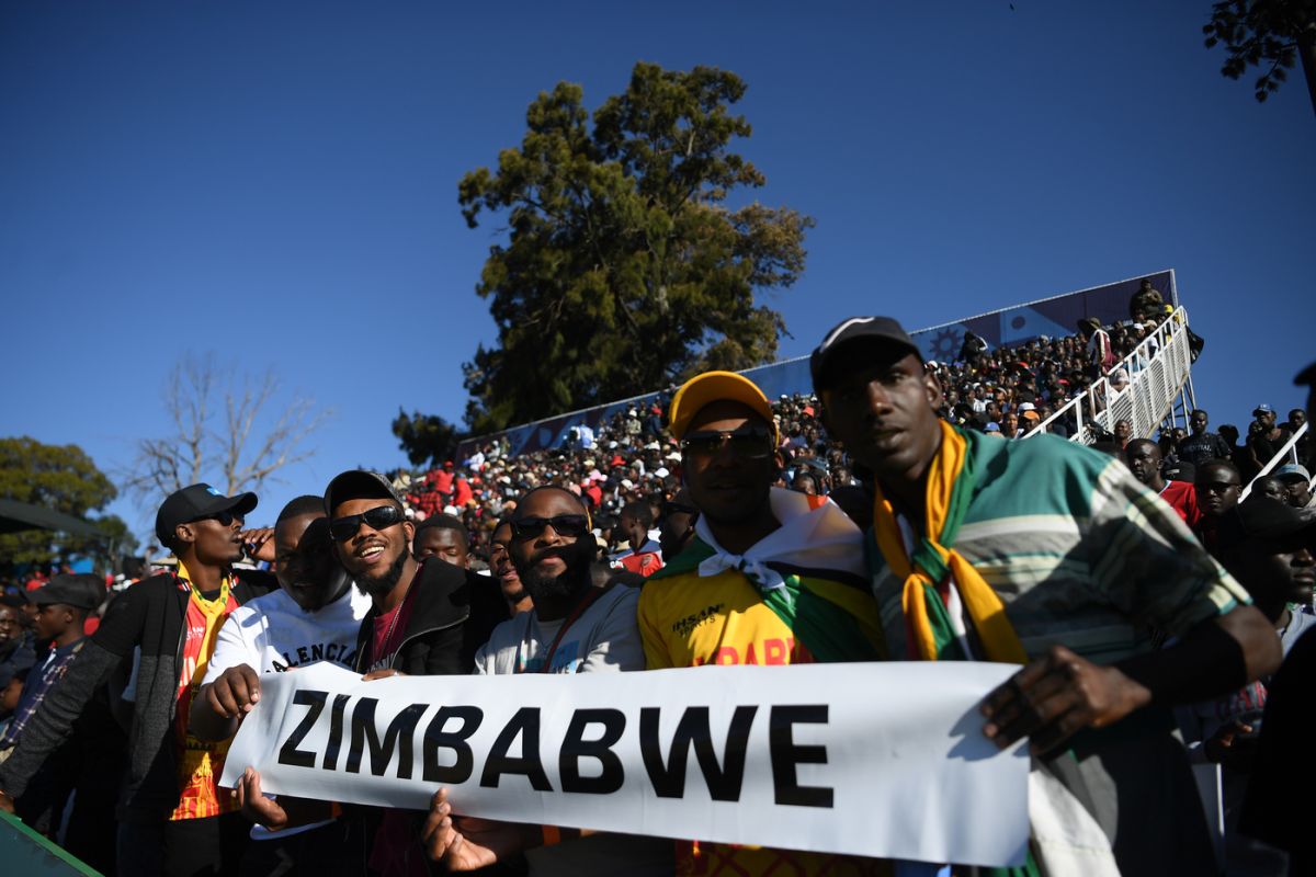 A joyful bunch: Zimbabwe fans celebrate their win | ESPNcricinfo.com