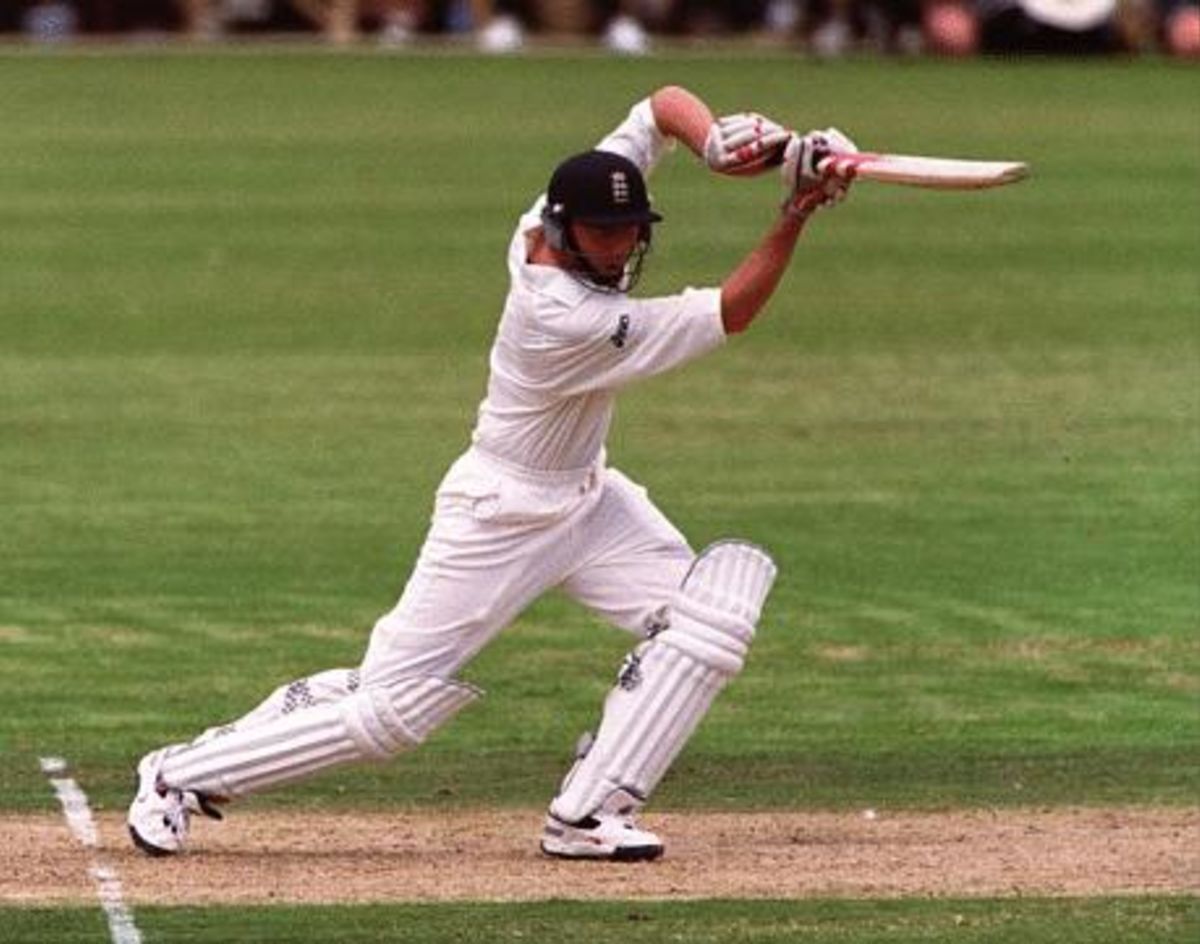 Michael Atherton in the field, first game of the Ashes tour v the ACB ...