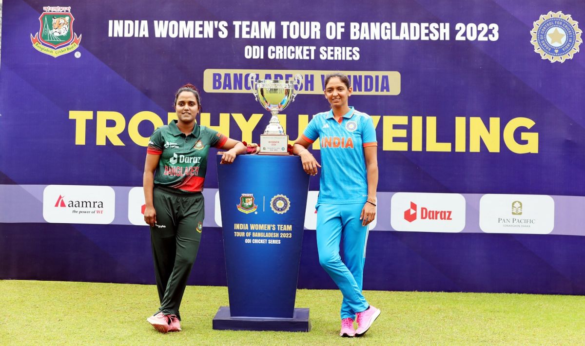 India captain Harmanpreet Kaur and Bangladesh captain Nigar Sultana ...