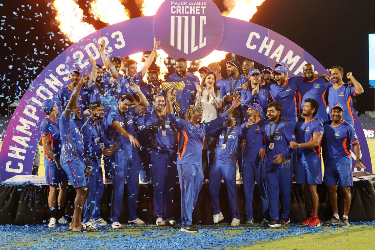 MI New York celebrate winning the inaugural title | ESPNcricinfo.com