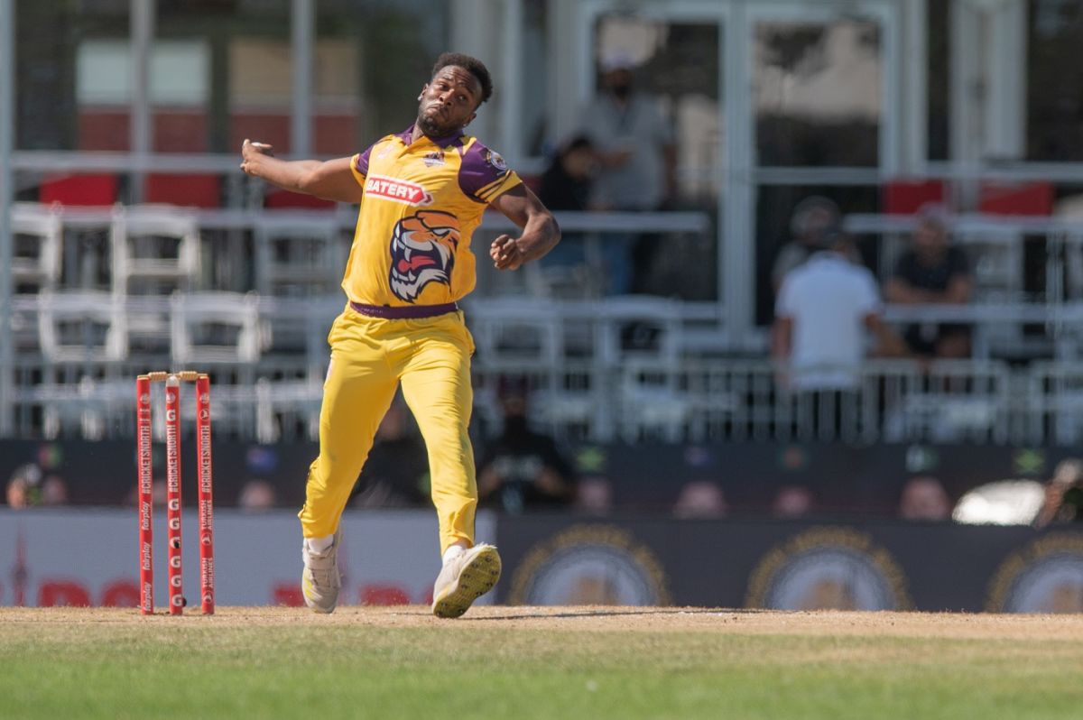 Matthew Forde in action for Surrey Jaguars at the Global T20 Canada ...