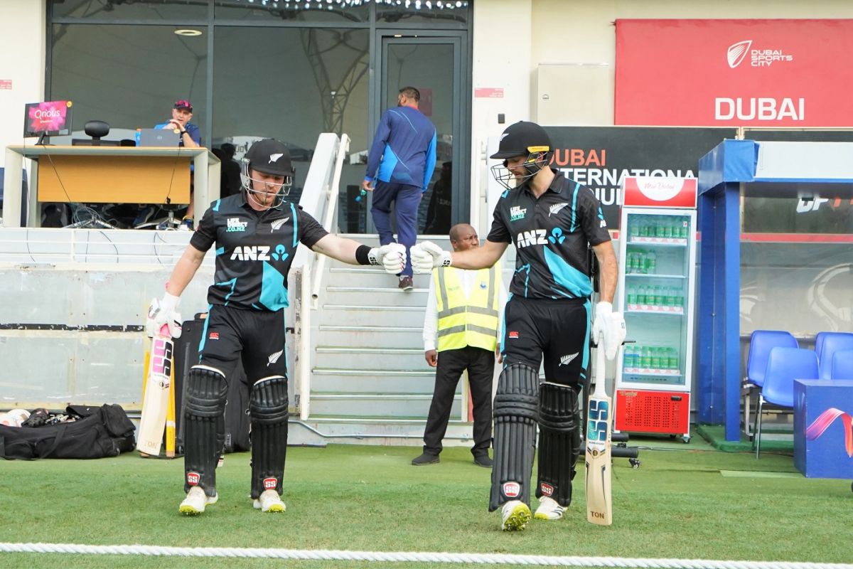 Tim Seifert and Chad Bowes prepare to open the batting for New Zealand ...