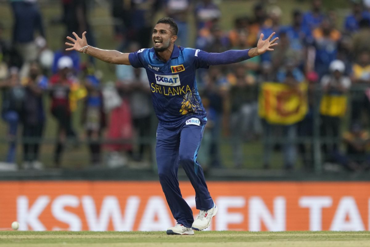 Dasun Shanaka got his first wicket by overturning an on-field decision ...