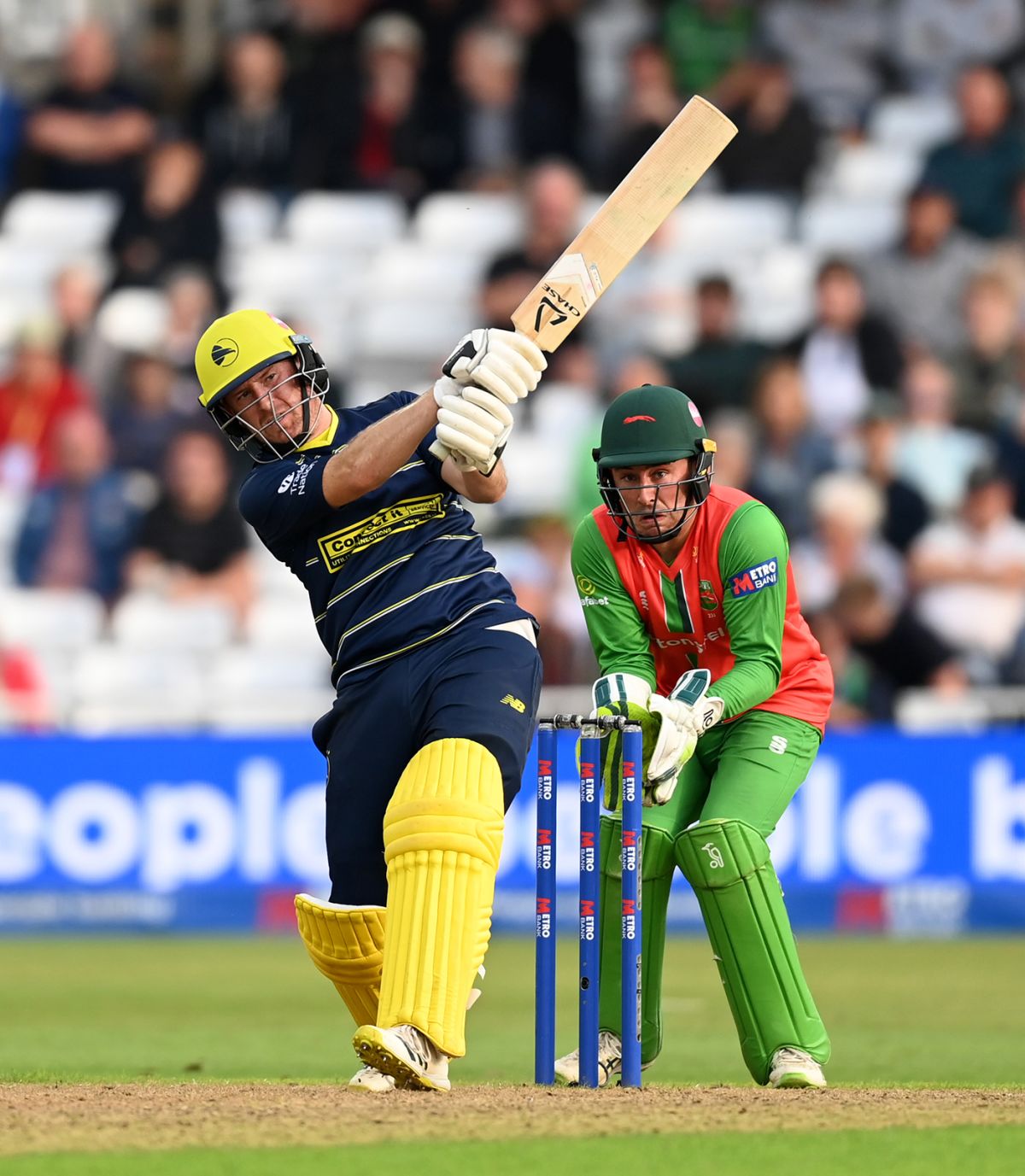 Shamar Springer celebrated Will Smeed's wicket with a chest roll ...