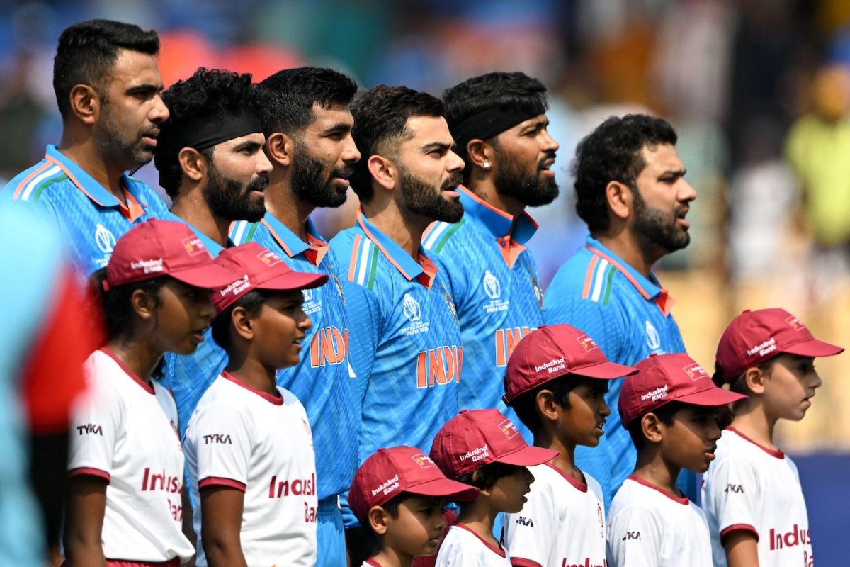 Indian players sing their national anthem | ESPNcricinfo.com