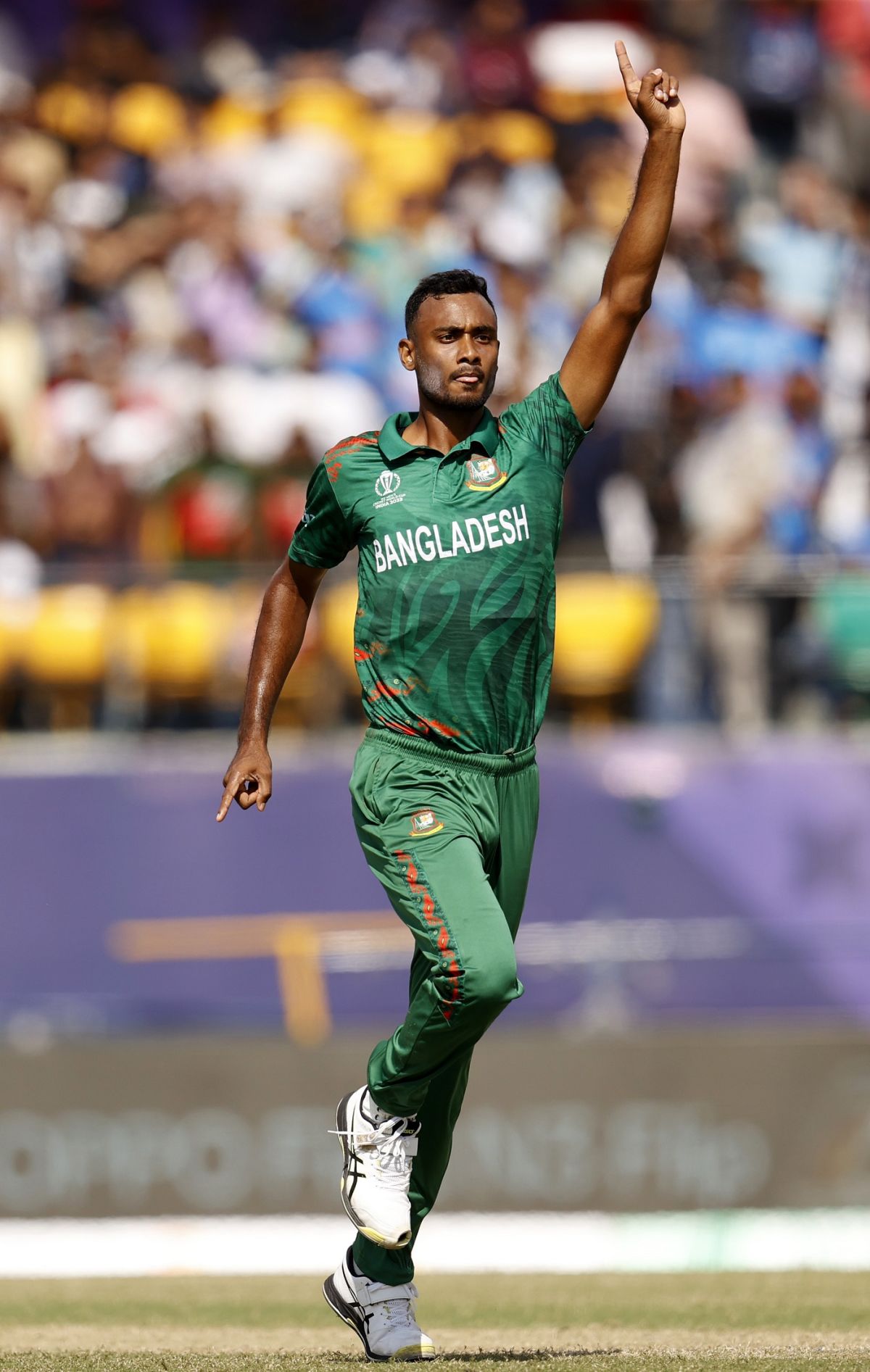 Shoriful Islam celebrates dismissing Liam Livingstone for a first-ball ...