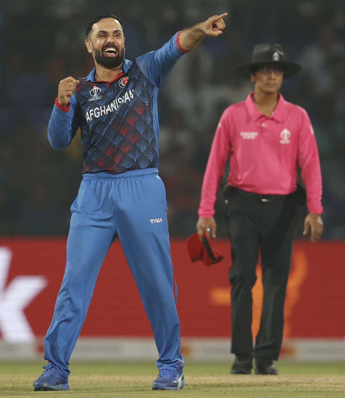 Mohammad Nabi exults after sending back Dawid Malan | ESPNcricinfo.com