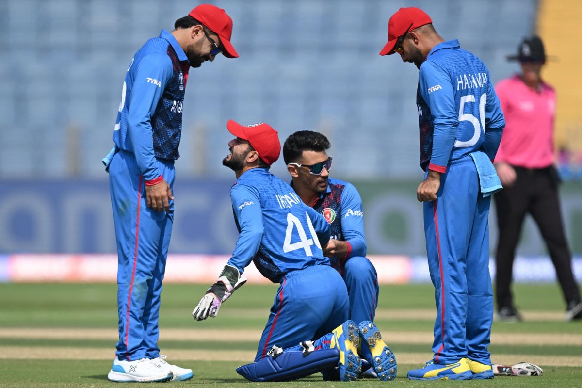 Ikram Alikhil copped a blow on a finger in his right hand in the second ...