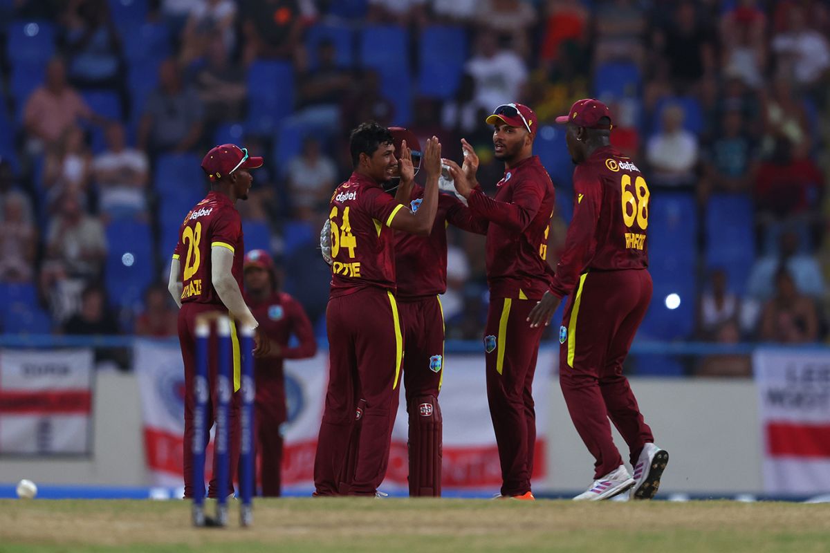 Gudakesh Motie celebrates a breakthrough | ESPNcricinfo.com