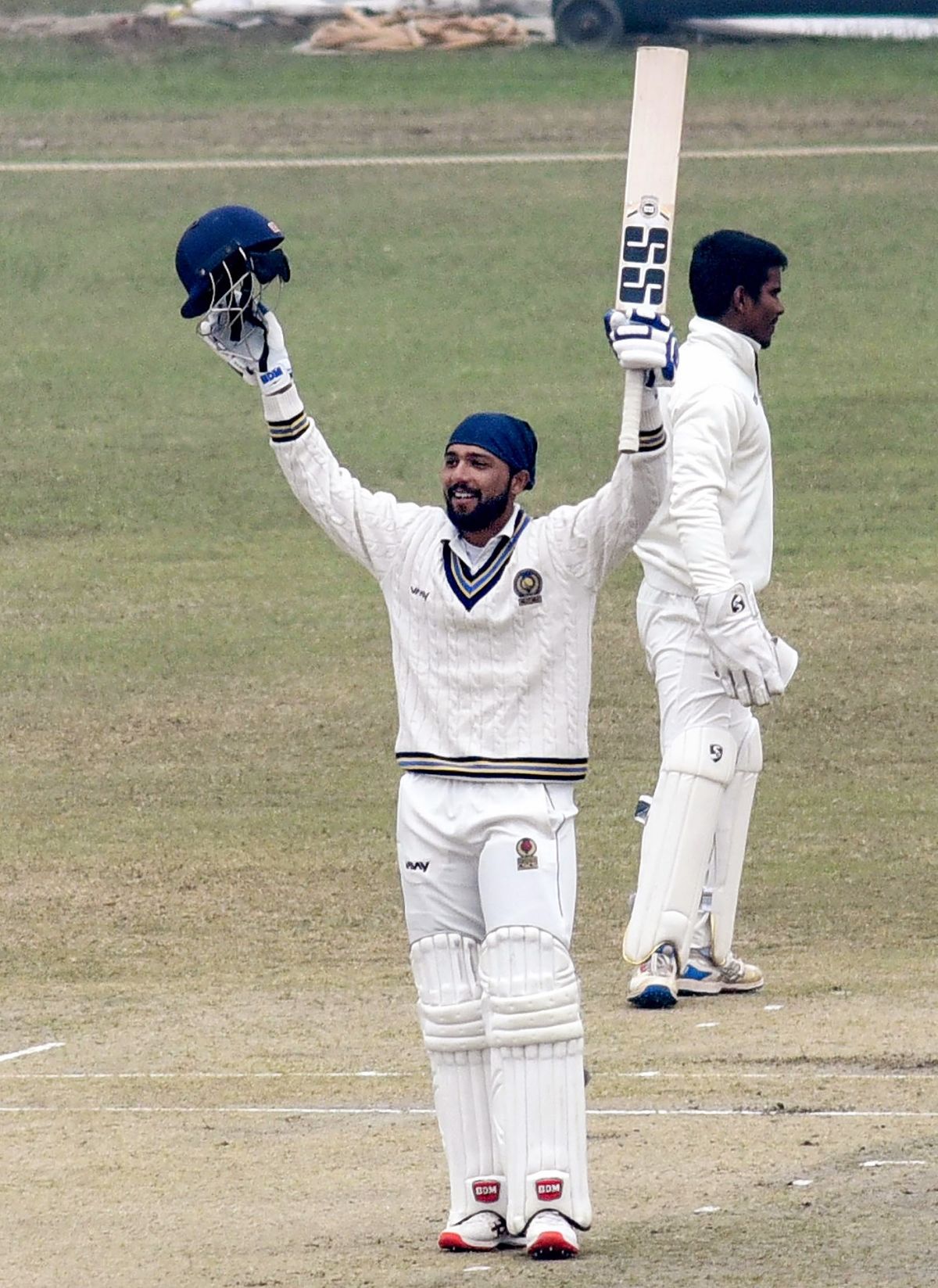 Chhattisgarh's Rishabh Tiwari celebrates his century | ESPNcricinfo.com