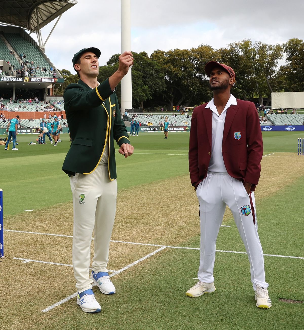 Travis Head, Steven Smith and Pat Cummins during the anthem ...