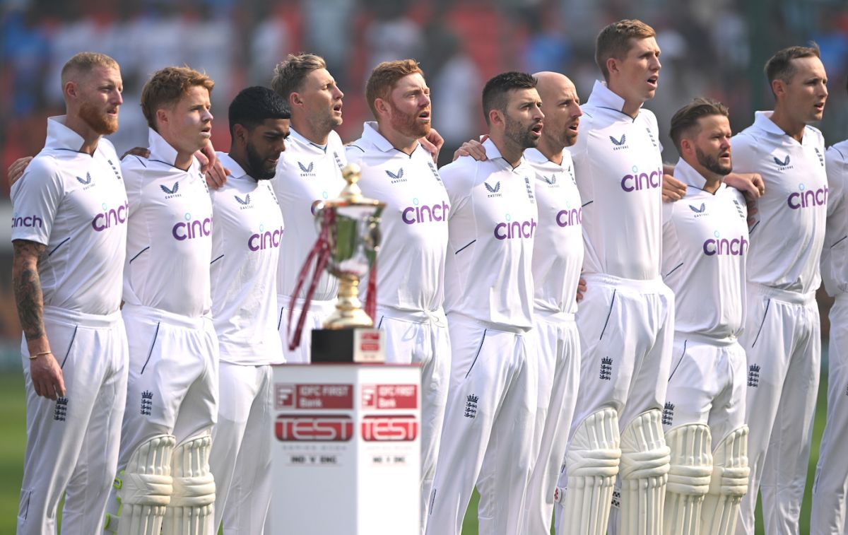 England line up for their national anthem | ESPNcricinfo.com