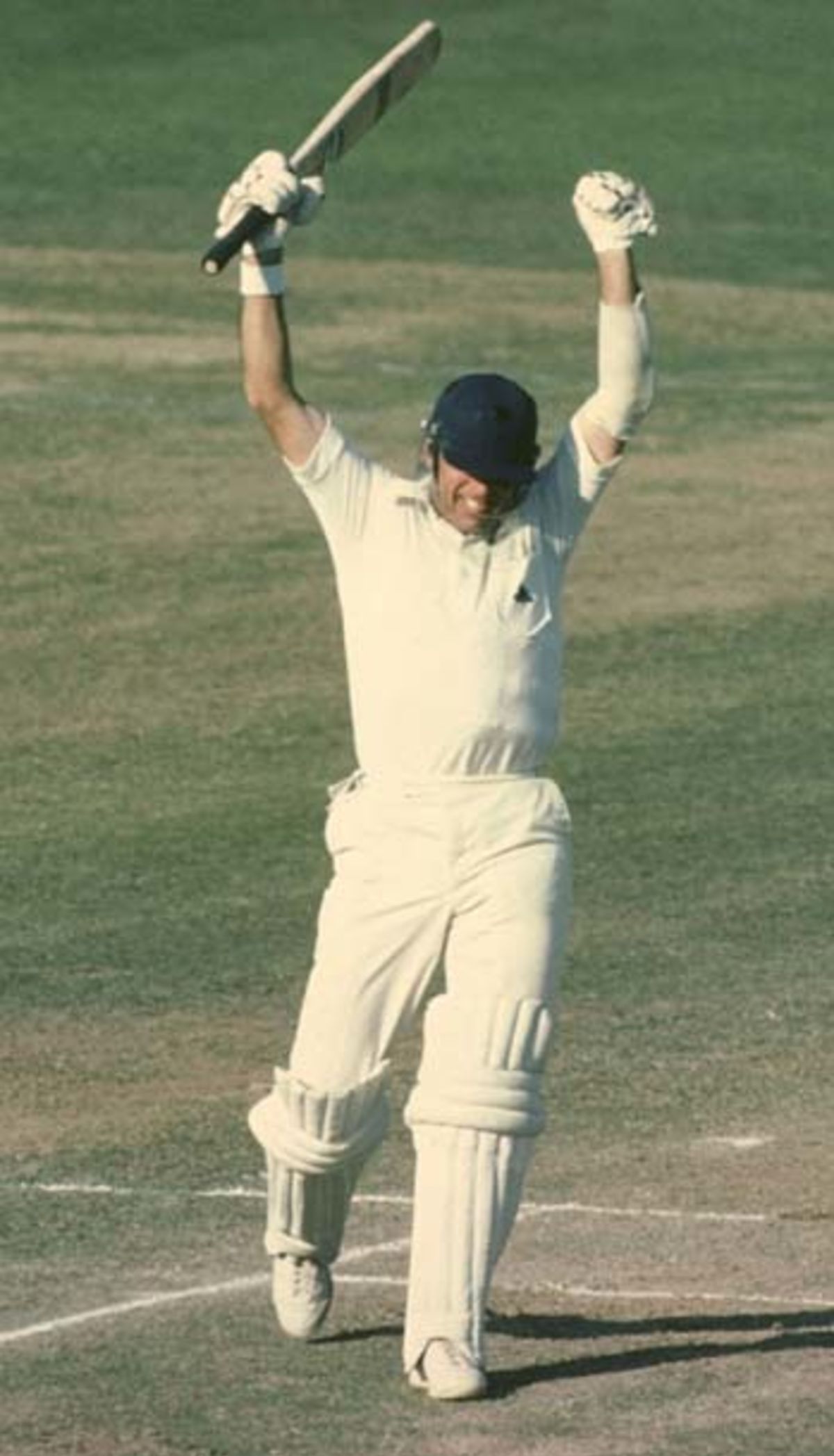 Geoff Boycott celebrates his hundred in the Centenary Test ...