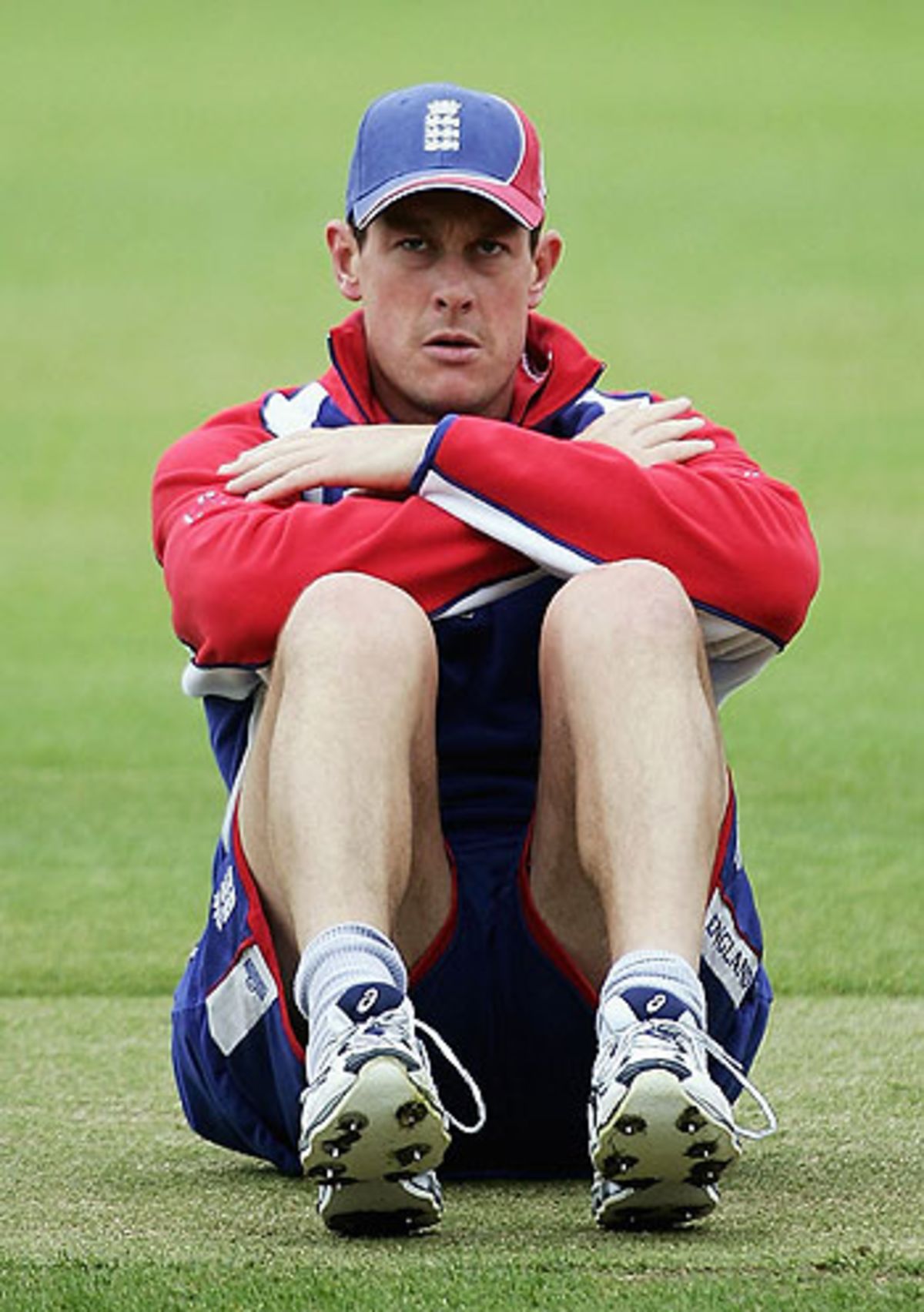 Ashley Giles looks glum, after being ruled out of the first Test ...